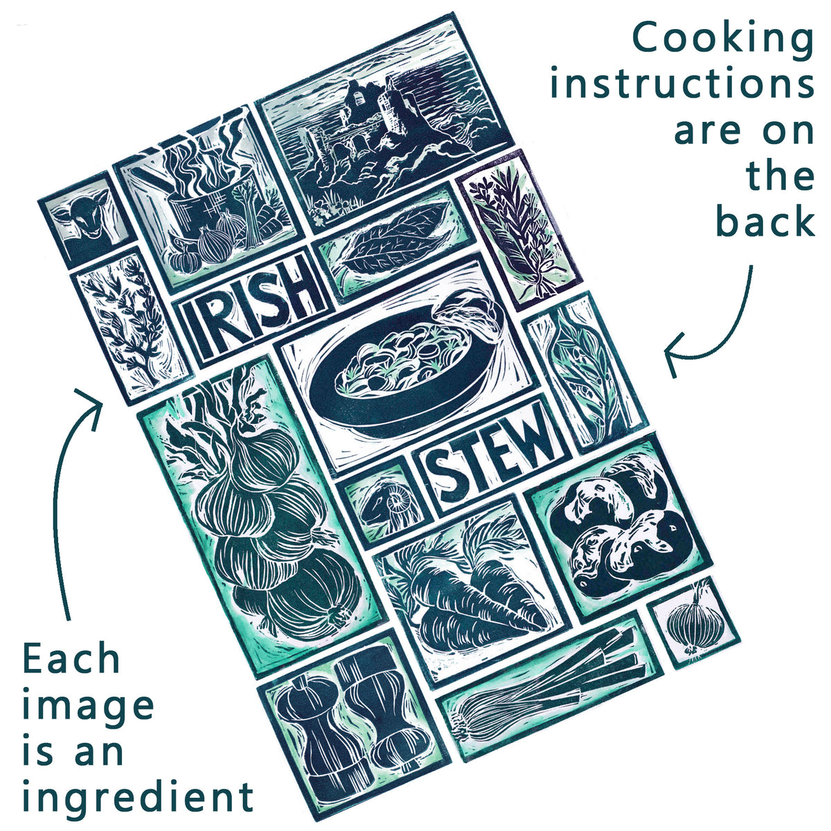 Irish Stew Illustrated Recipe Greetings Card | Irish Stew Recipe ...